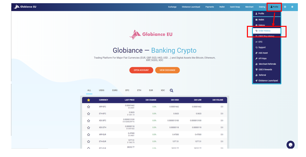 Globiance（グロビアンス）の取引履歴ファイルのダウンロード方法 – クリプタクト・ヘルプセンター