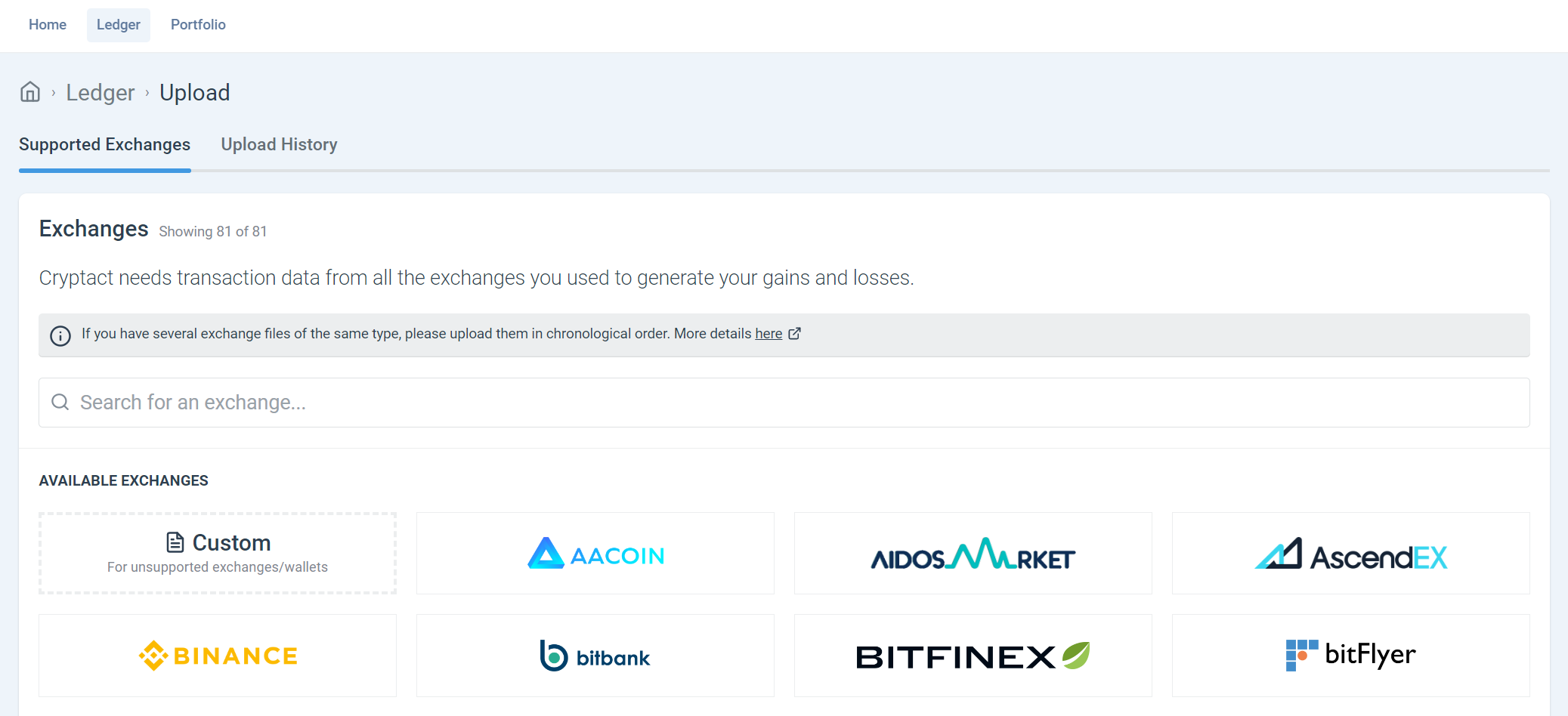 How to upload trade history – Help page