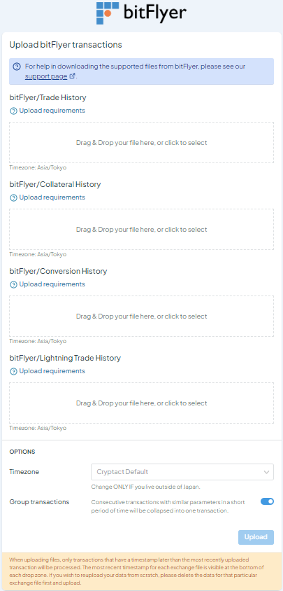 How to upload trade history – Cryptact Help Center