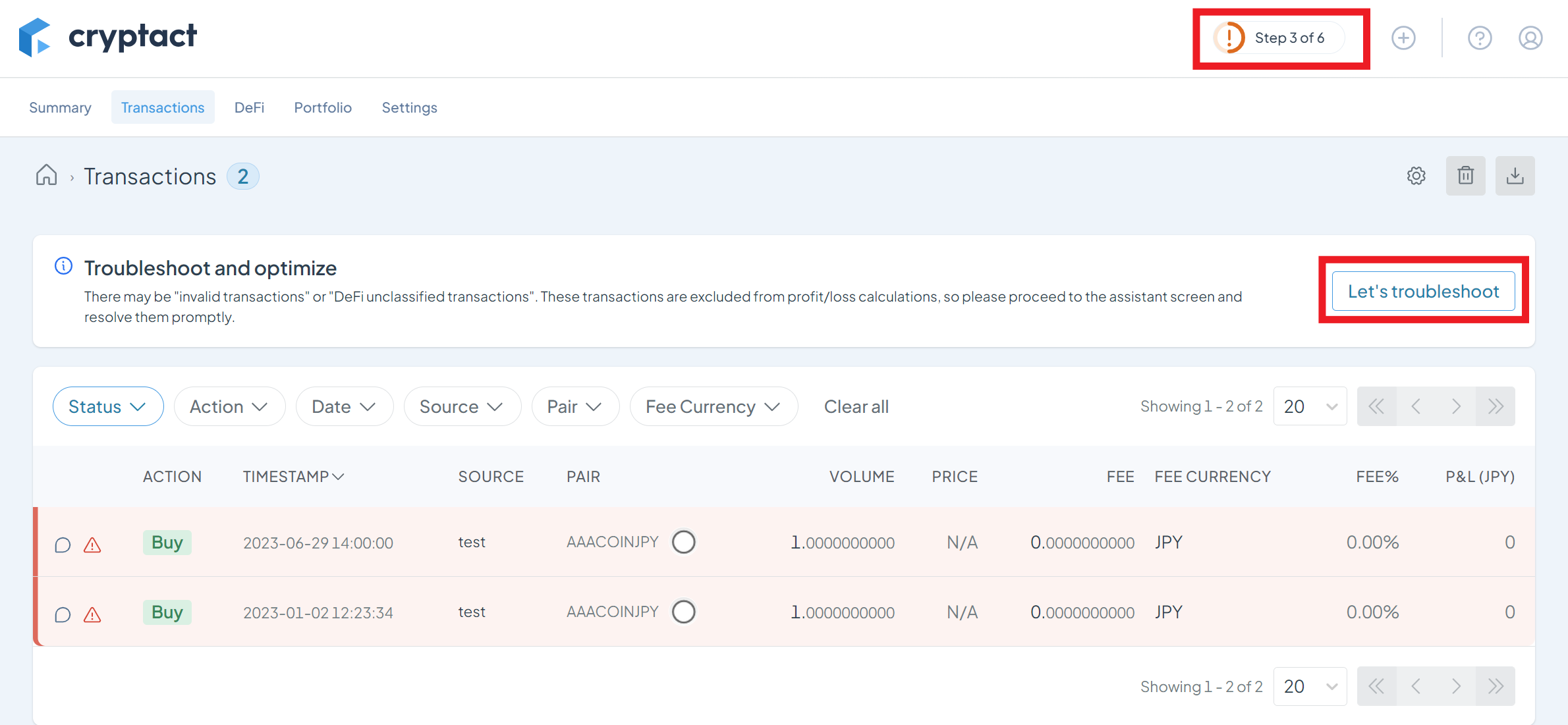 How to fix invalid transactions caused by "Price lookup unavailable ...