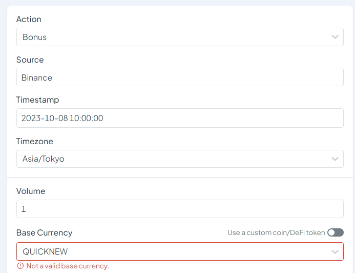 How to fix invalid transactions caused by "Unsupported currency ...