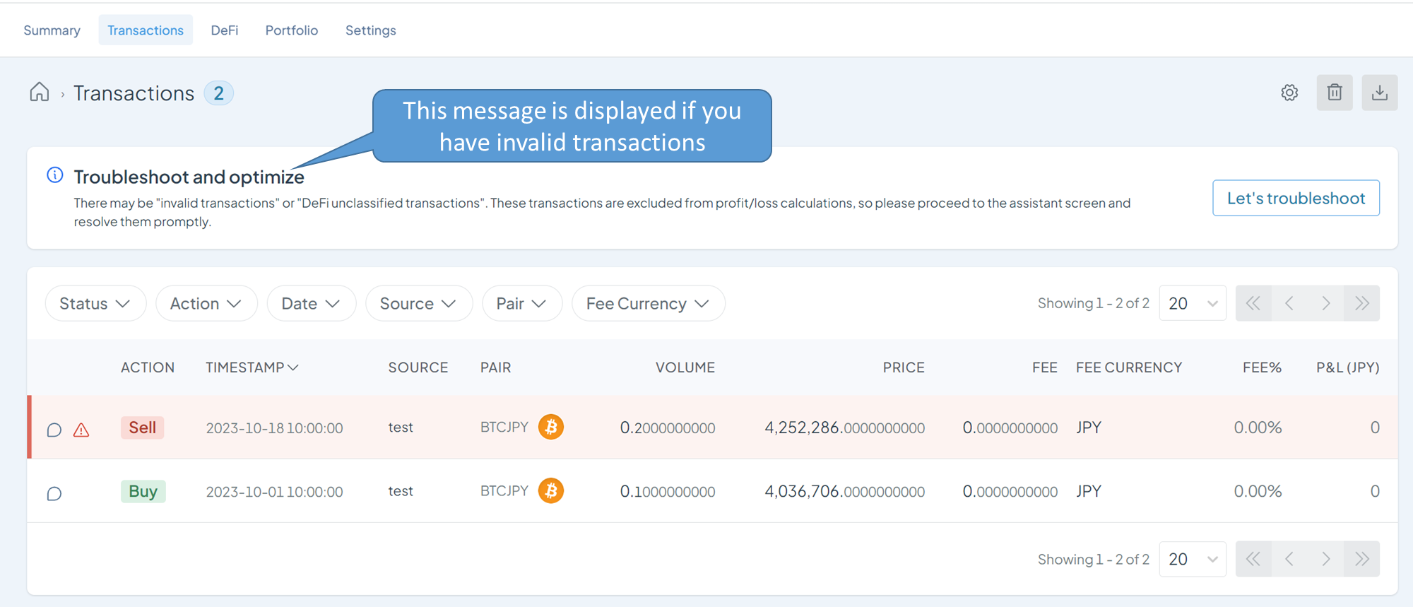 Correcting invalid transactions - README too! – Cryptact Help Center