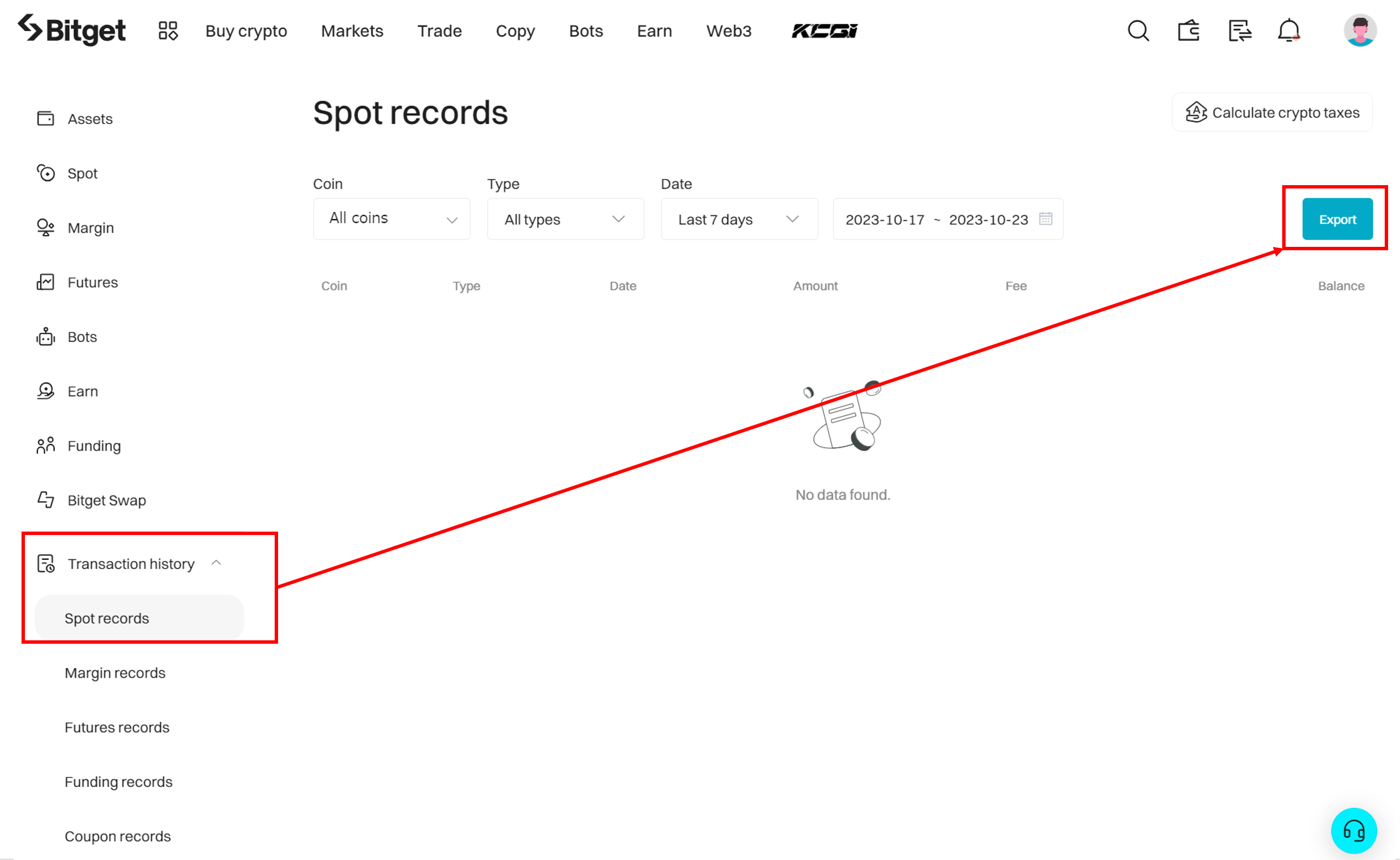 How to get trade history from Bitget – Cryptact Help Center