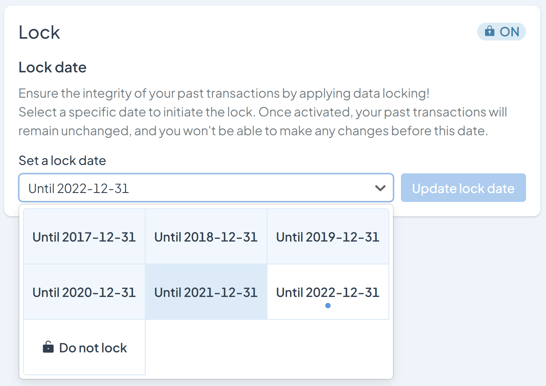 How to unlock data/update lock date? – Cryptact Help Center