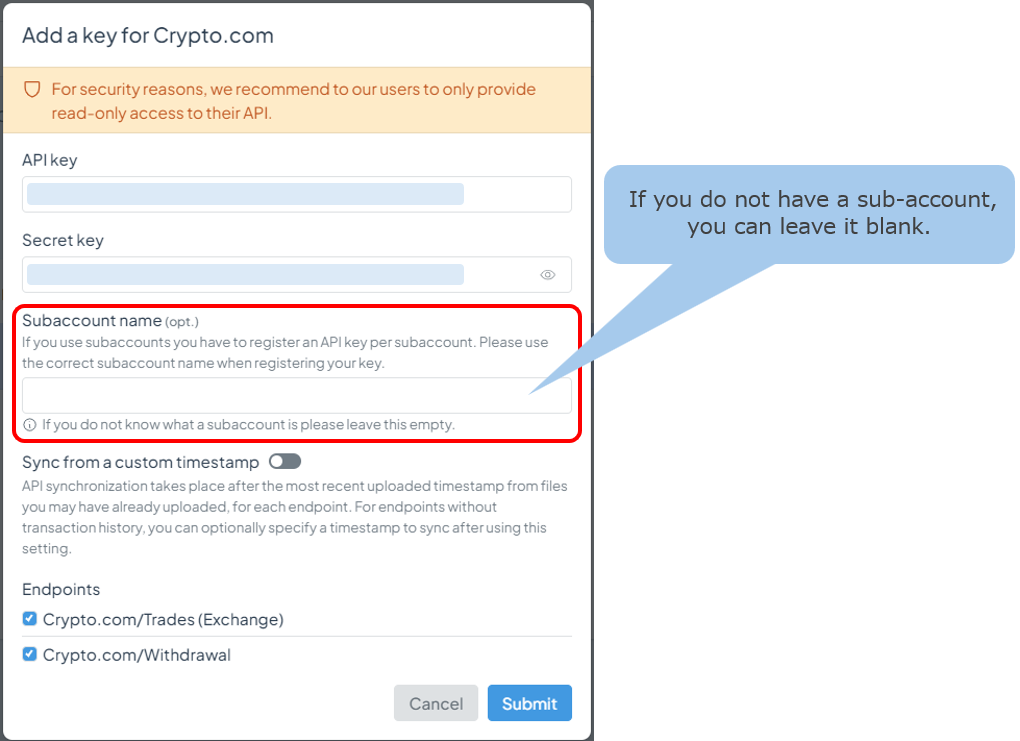How to get an API key for crypto.com – Cryptact Help Center