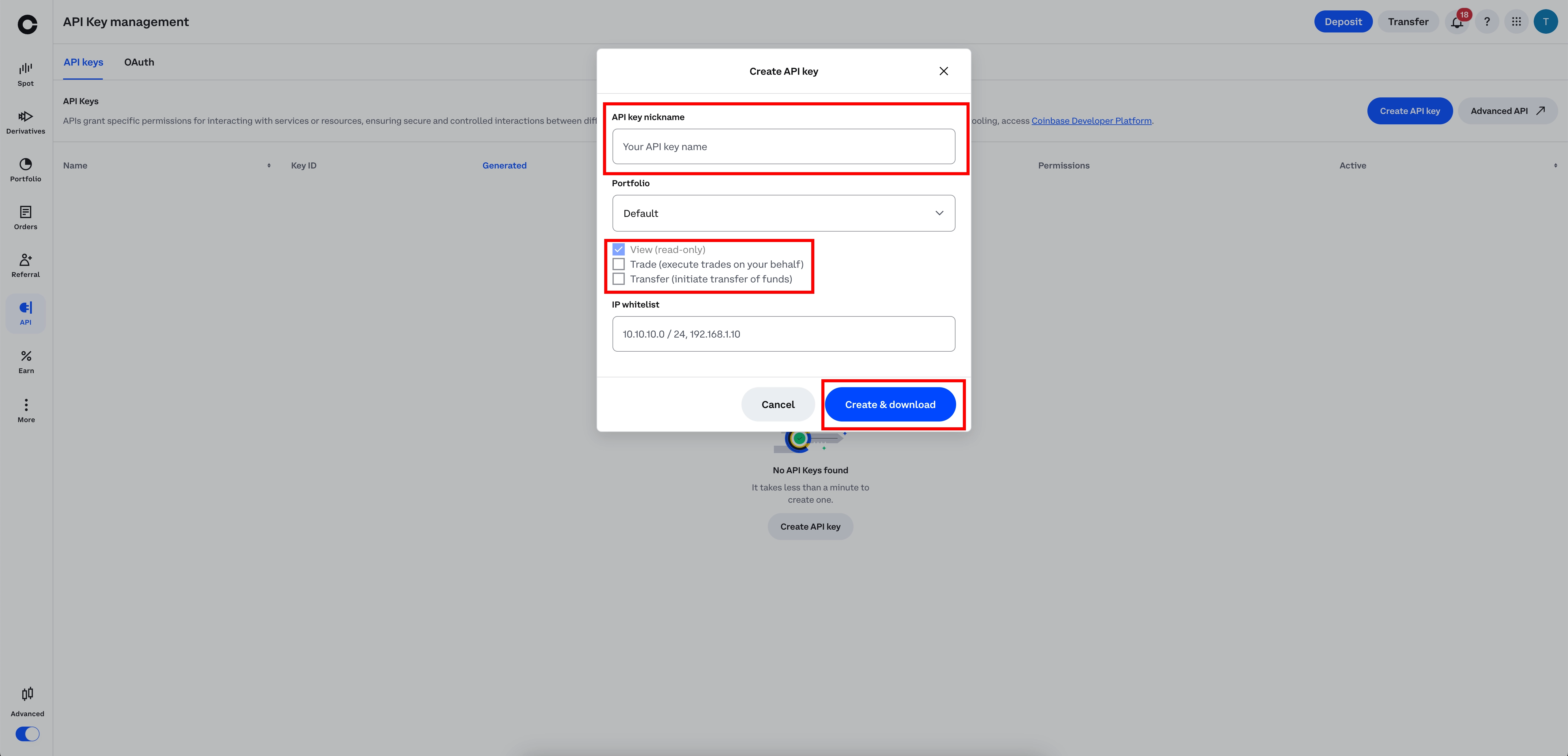How to get an API key for Coinbase – Cryptact Help Center