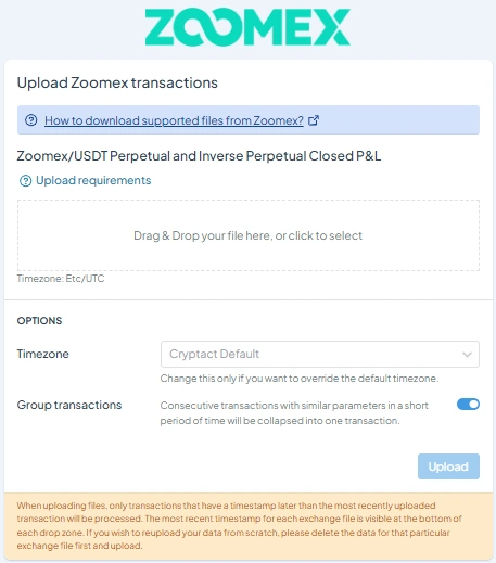How to download trade history from Zoomex – Cryptact Help Center