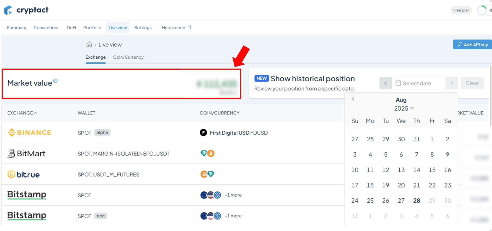Live View Guide – Cryptact Help Center