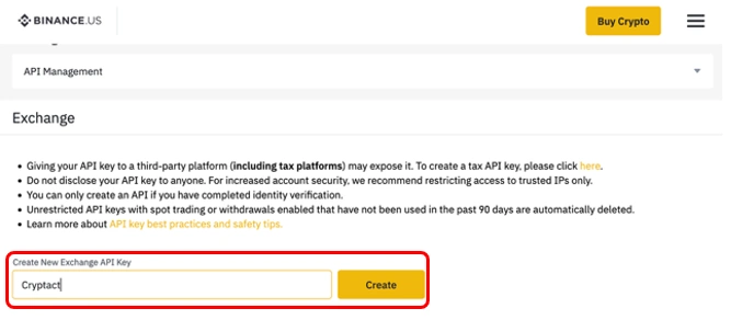 How to get an API key for Binance US – Cryptact Help Center