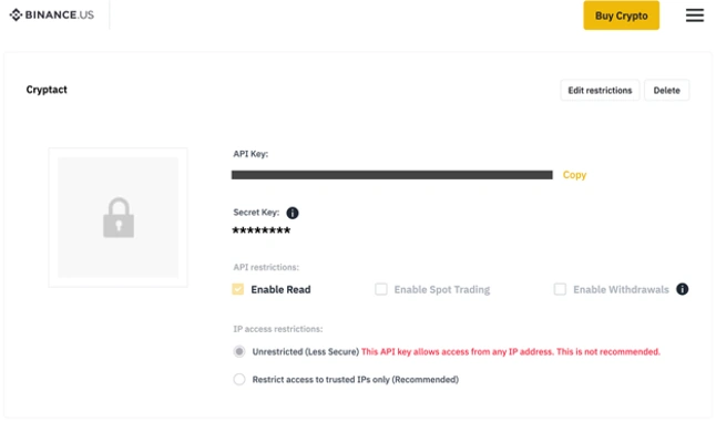 How to get an API key for Binance US – Cryptact Help Center